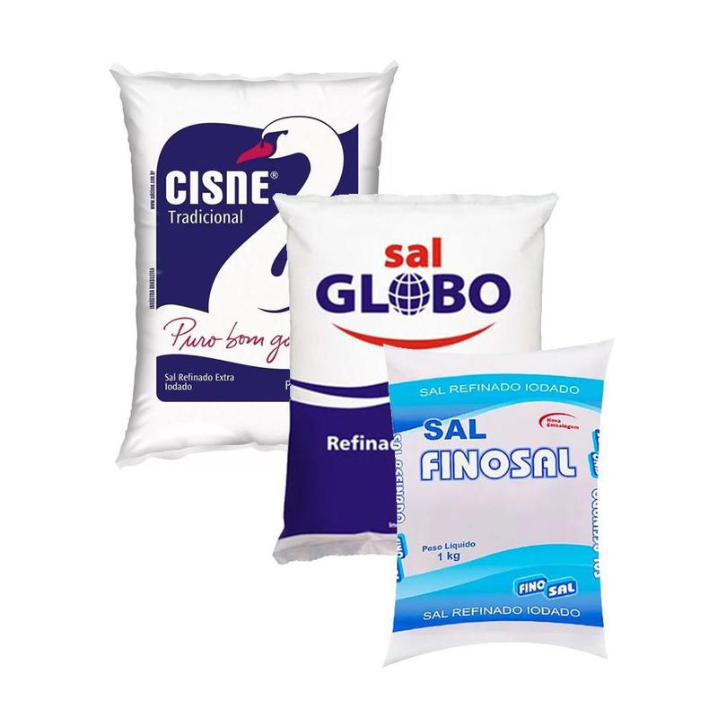 Sal em pacote de 1 Kg Várias Marcas Kit 3 - CISNE - Sal - Magazine Luiza