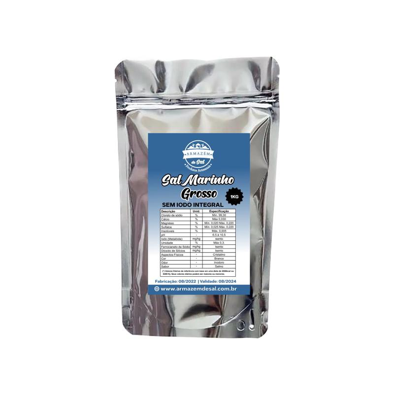 Sal marinho integral moído 1kg + Sal integral grosso 1kg - Cimsal - Sal ...