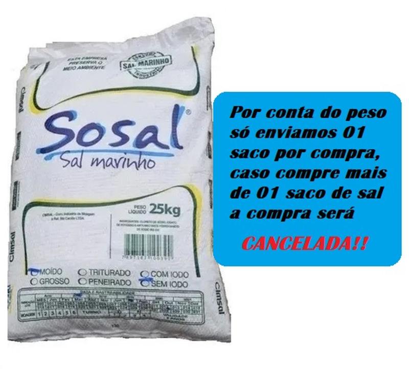 Sal Moido Sem Iodo 25 Kg Para Piscina - Sosal - Sal - Magazine Luiza