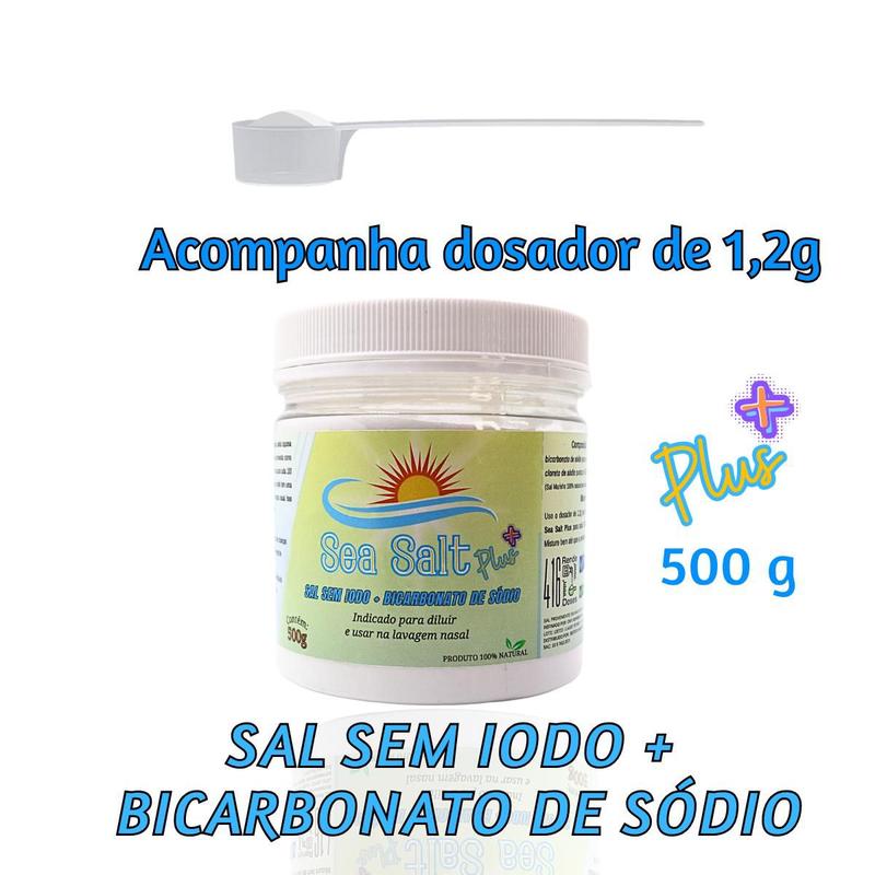 Sal Sem Iodo Lavagem Nasal Com Bicarbonato 500g + Dosador - Sea Salt ...