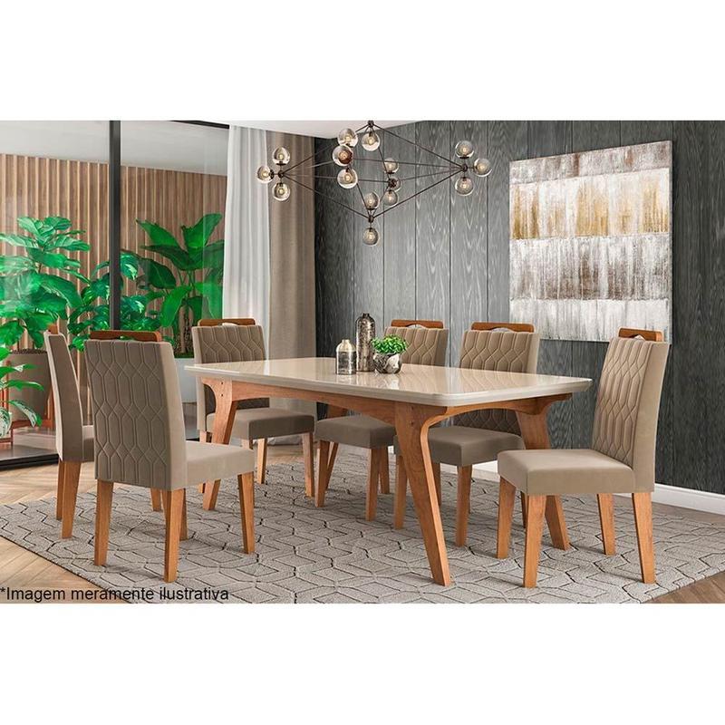 Sala de Jantar Cimol Selena+6 Cadeiras Paola Savana/Off White/Joli ...