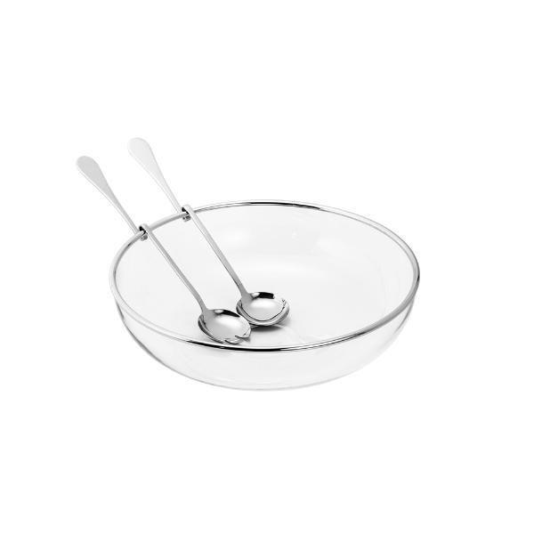 Saladeira em prata com aro e par de talheres Wolff Nice 35cm ...