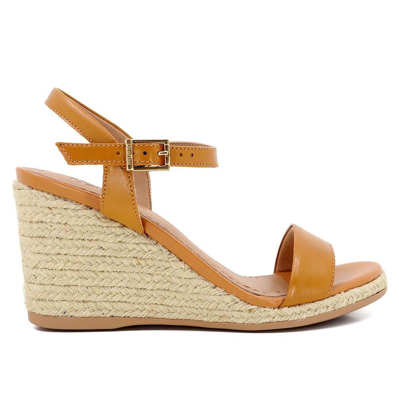 Sandália Anabela Couro Marrom Detalhe Juta - Usaflex - Sandália ...