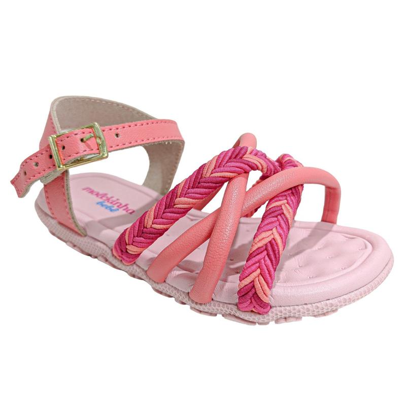 Sandália Casual Rasteira Infantil Menina Multi TIras Molekinha 2121.137 ...