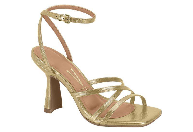 Sandália Feminina Colorida Vizzano Salto Alto Geométrico Metalizada ...