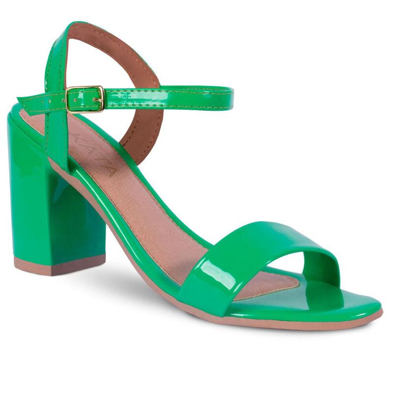 Sandália Feminina Cortiça Juta Verniz Salto Alto Bloco Quadrado ...