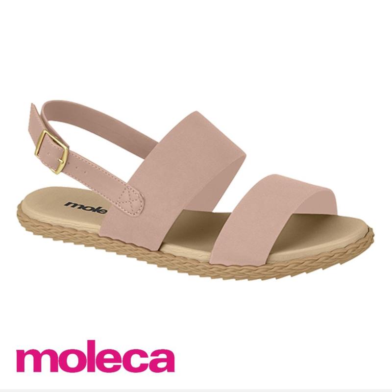 Sandália Feminina Rasteira Flat Moleca Conforto Tiras Macia ...