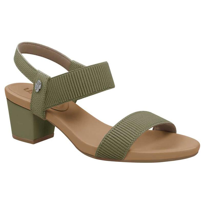 Sandália Feminina Salto Bloco Elástico Verde Militar Usaflex Y8204 ...