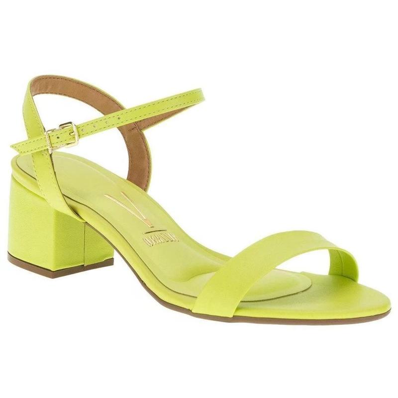 Sandália Feminina Salto Médio Bloco - Verde Limão - Vizzano - Sandália ...