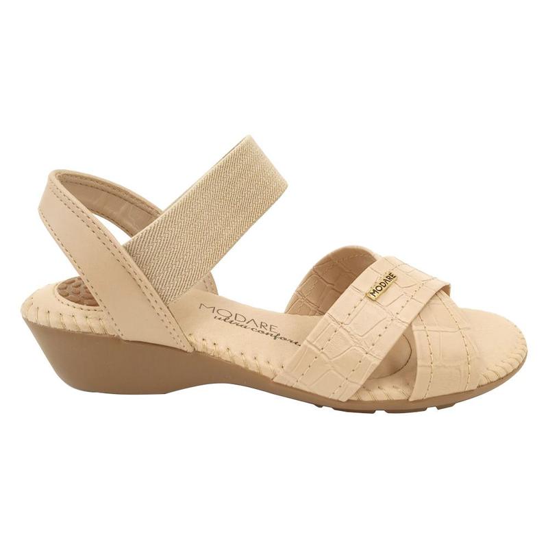 Sandália Feminina Ultra Conforto Modare Elástico- Bege/ Croco Veneza ...