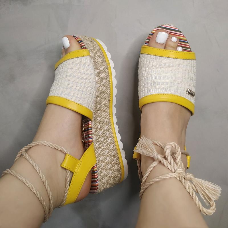 Sandália Flatform Maracaibo Amarela - Firezzi - Sandália Feminina ...