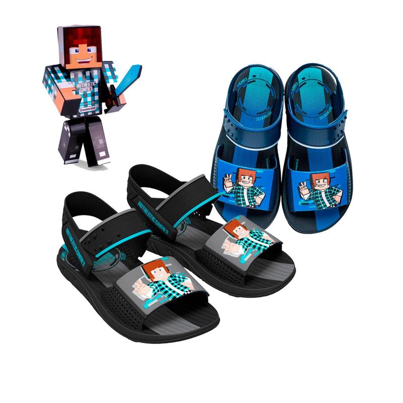 Sandália Infantil Masculina Grendene Authentic Games + Boneco ...