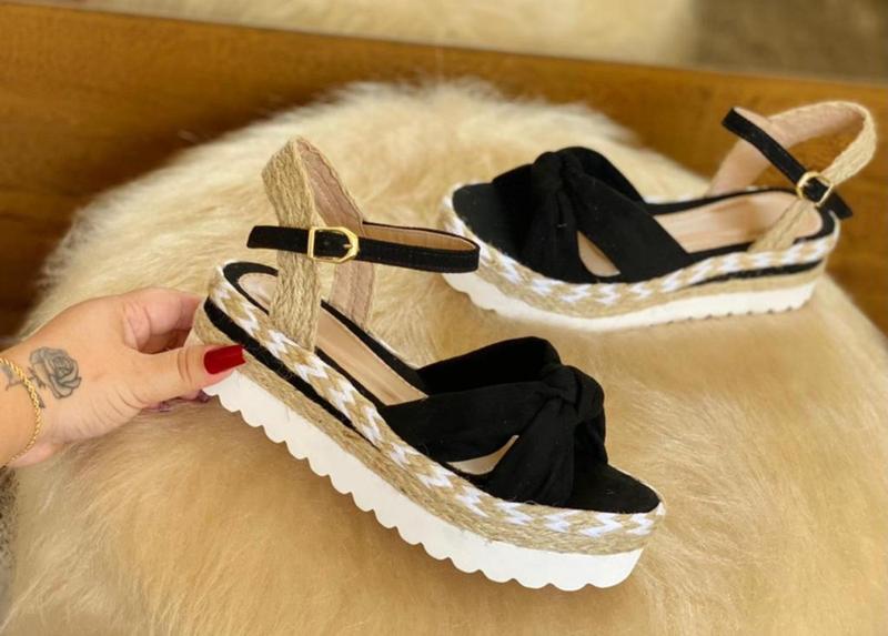 Sandalia Plataforma Nó Frente Traseira Juta Original Samdar - Sandália ...