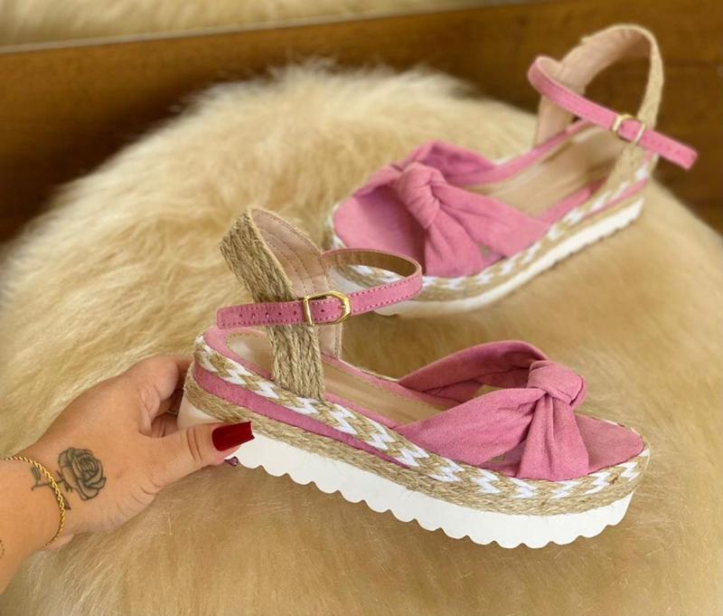 Sandalia Plataforma Nó Frente Traseira Juta Original Samdar - Sandália ...