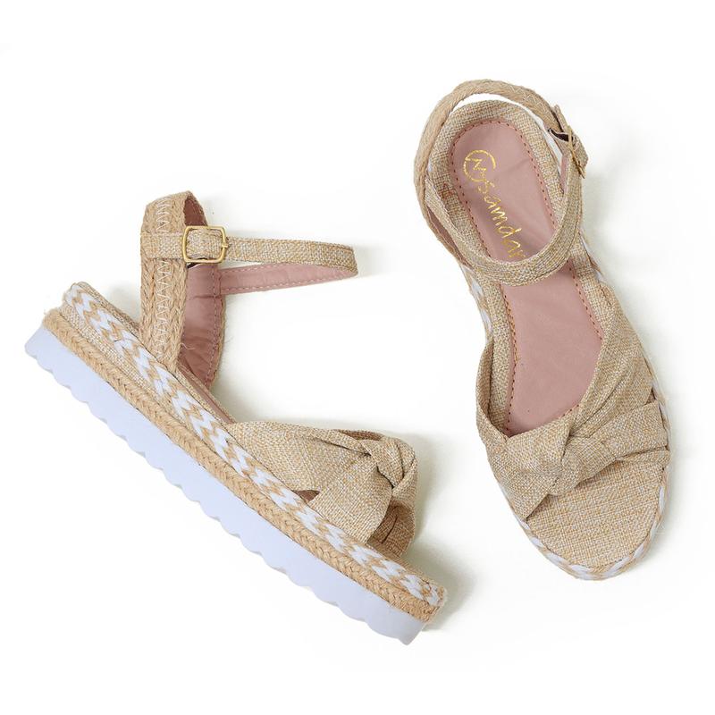 Sandalia Plataforma Nó Frente Traseira Juta Original Samdar - Sandália ...