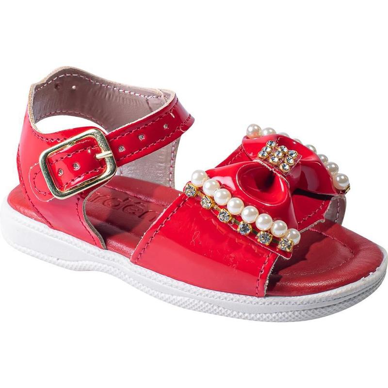 Sandália Rasteira Infantil Bebê Menina Laço Pérola Conforto - Black ...