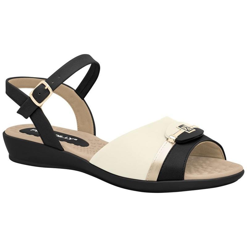 Sandália Rasteira Preto/Off White - PICCADILLY - Rasteirinha Feminina ...