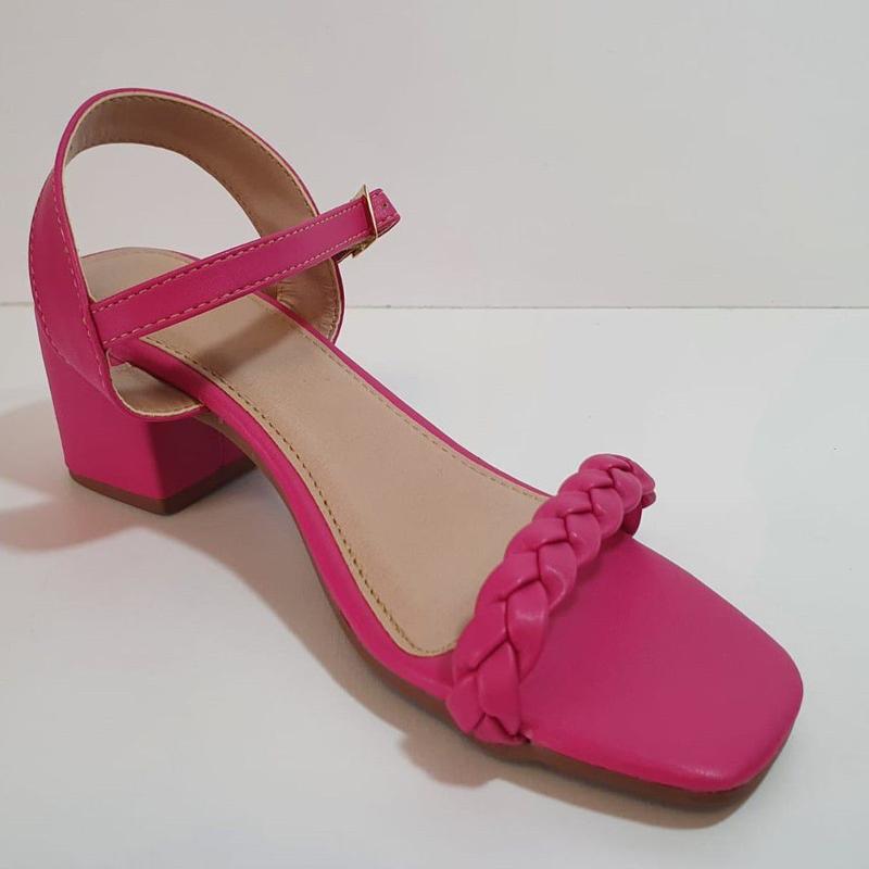 Sandália salto bloco trançada Katléa pink - Sandália Feminina ...