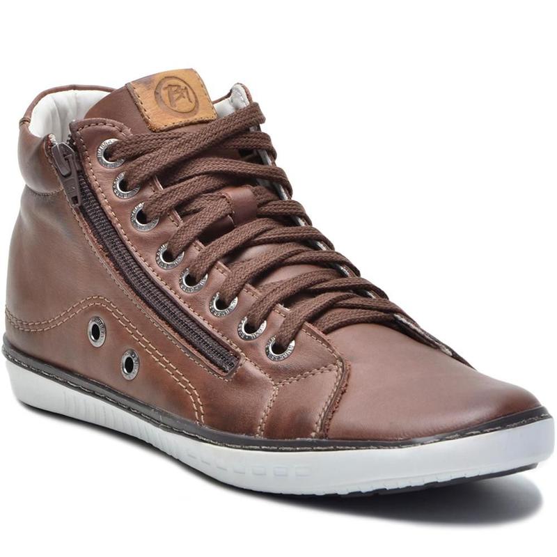 Sapatênis Masculino Cano Alto Couro Casual Conforto Leve - BM Brasil ...