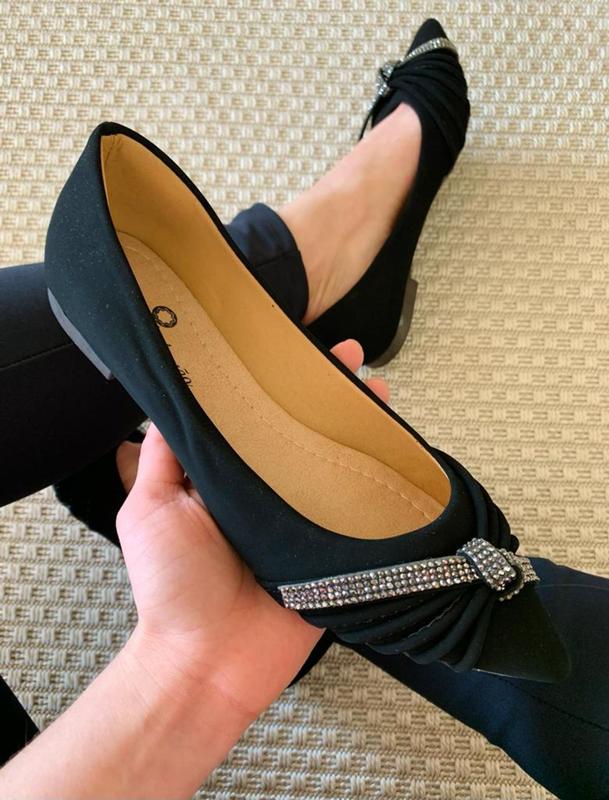 Sapatilha Feminina Preta Detalhe Nó Strass - Rafaela Salomão ...