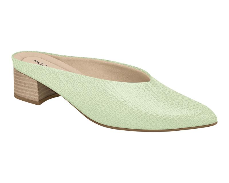 Sapato Feminino Mule Piccadilly Bico Fino Salto Bloco 739035 - Mule ...
