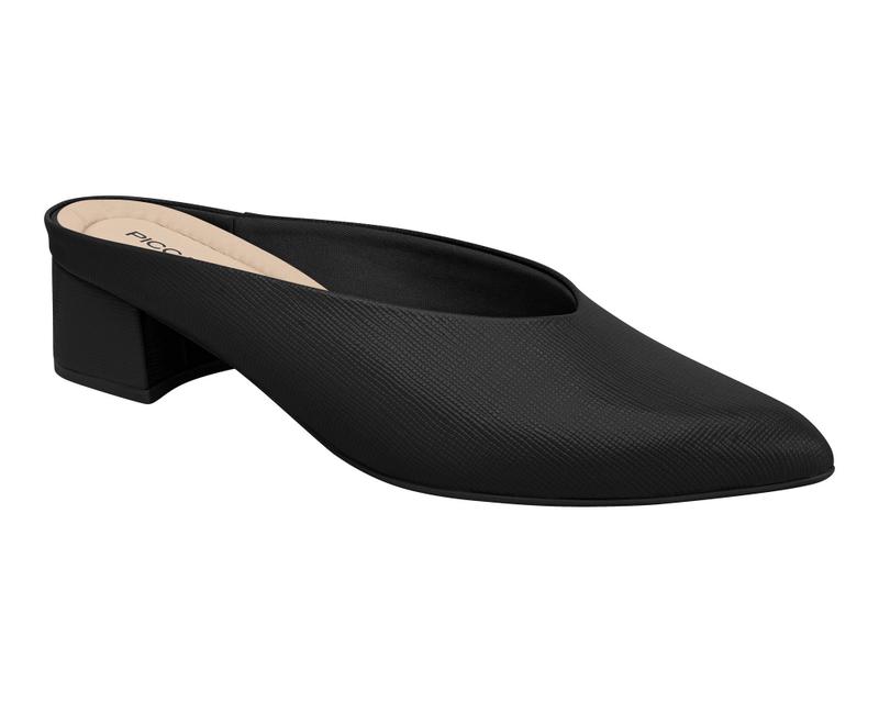 Sapato Feminino Mule Piccadilly Bico Fino Salto Bloco 739035 - Mule ...