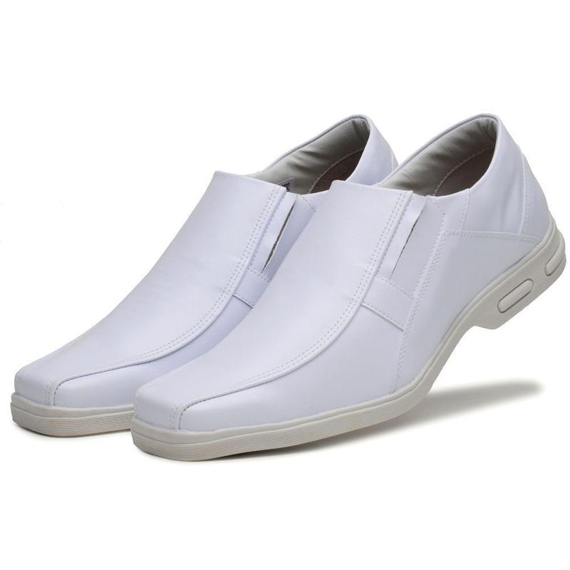 Sapato Social Conforto Antistress Enfermagem Masculino Branco - Yes ...