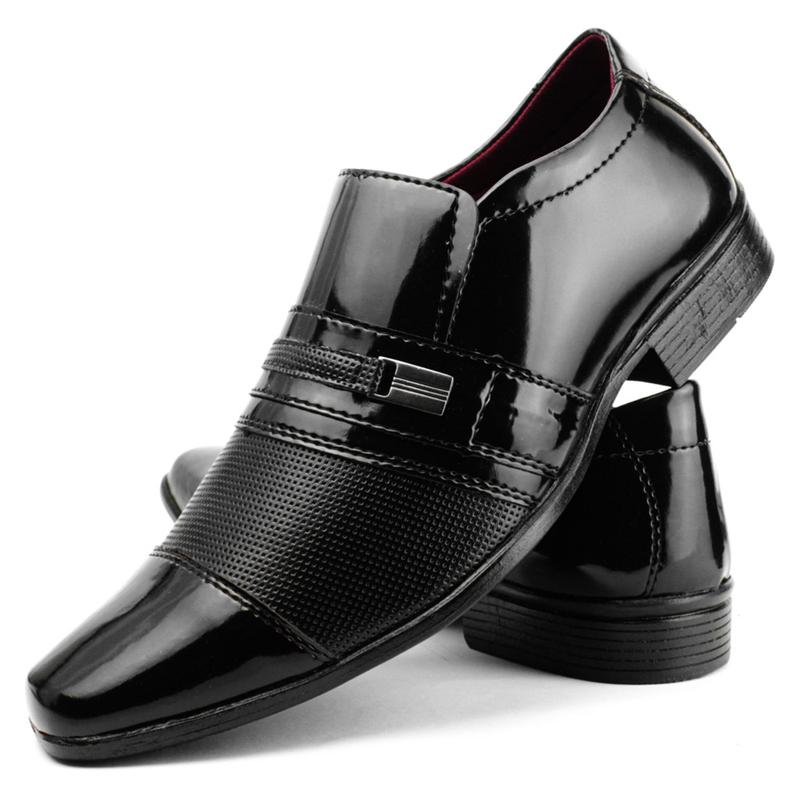 Sapato social masculino preto verniz moderno e atual - sollano - Sapato Social Masculino ...
