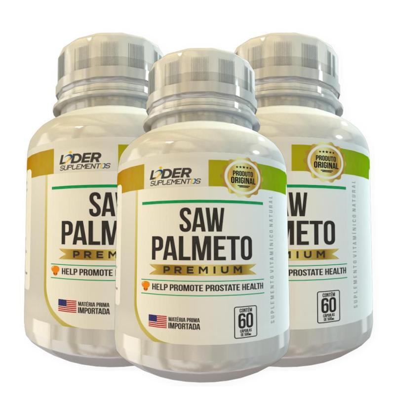 Saw Palmetto caps 500mg 60 cápsulas kit com 3 potes - FLORA VIVA ...