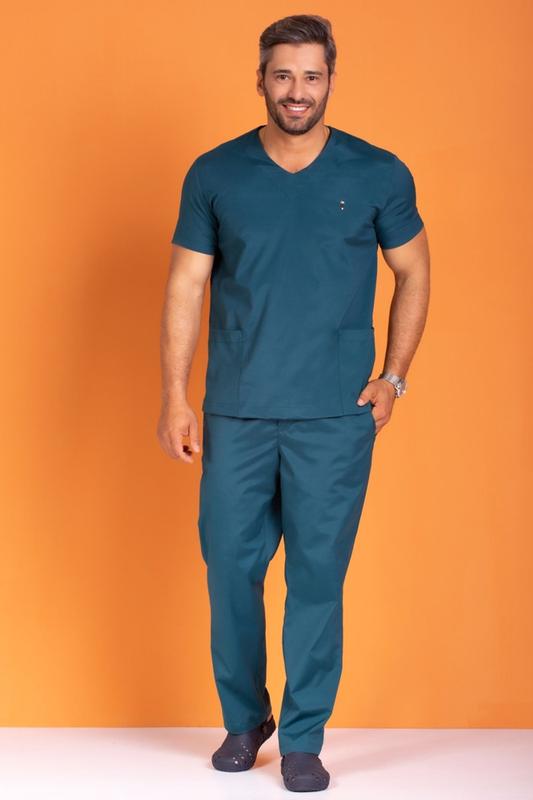 scrub masculino (pijama cirurgico) em tecido de alfaiataria decote V ...