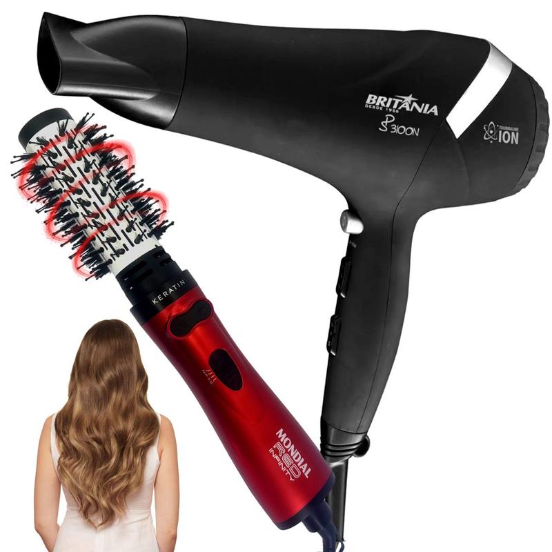 Secador de cabelo 2100w potente e escova secadora rotativa - Britânia ...