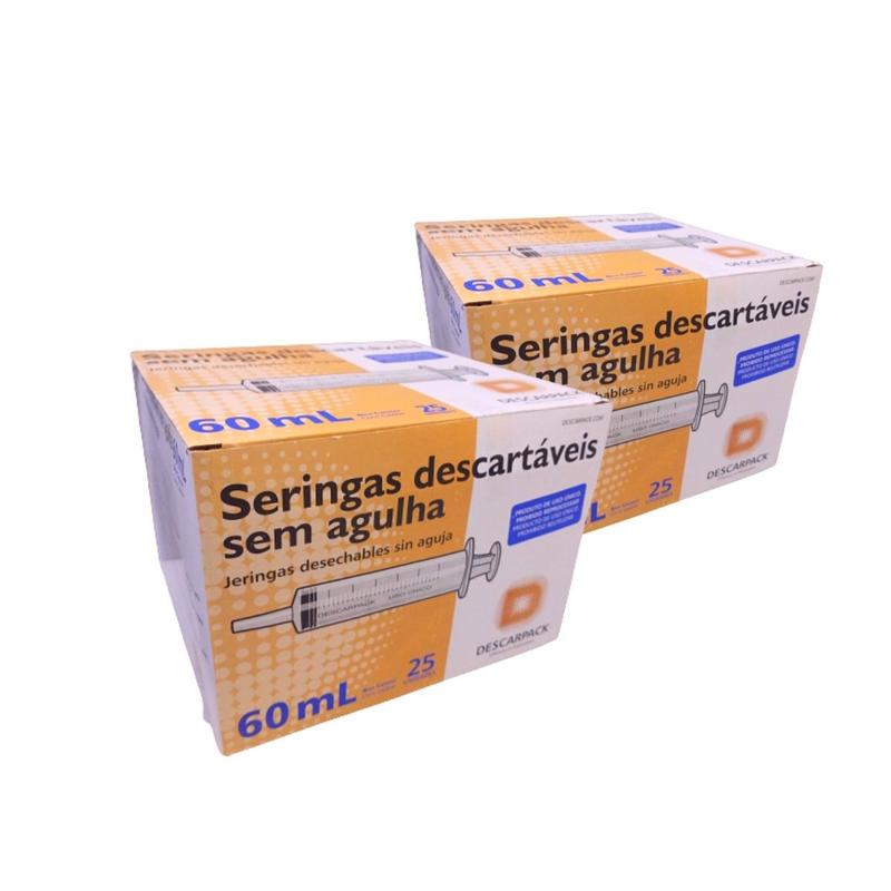 Seringa Desc Descarpack Bico Cateter S/Agulha 60mL 2x25 Un - Seringa ...