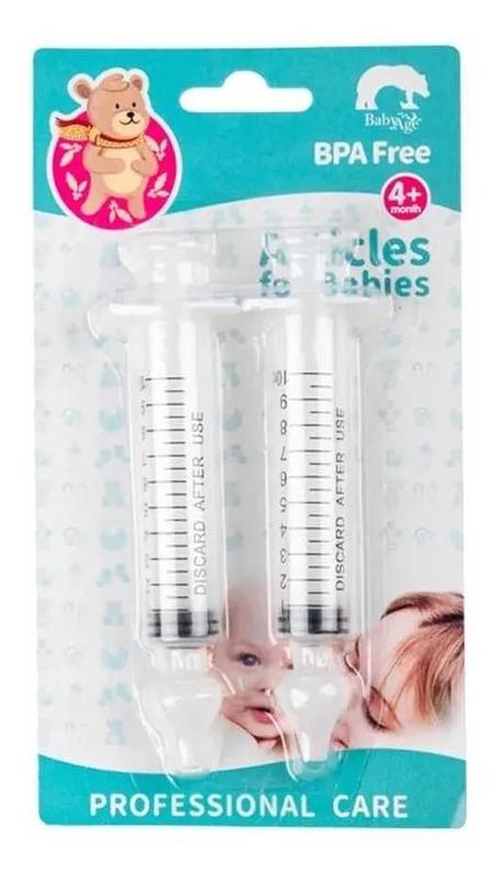 Seringa Lavagem Nasal Para Bebê Com Bico De Silicone 2 Und - Baby Age ...