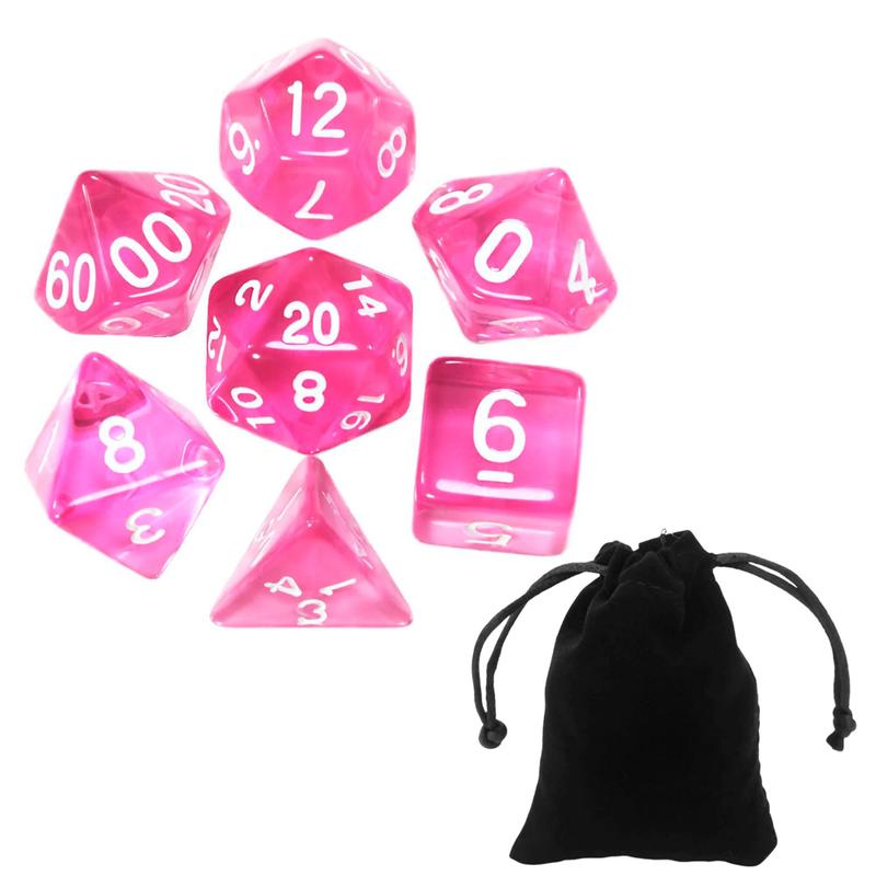 Sete 7 Dados Rpg Rosa D4 D6 D8 D10 D10% D12 D20 Bolsa Kit - Things Nerd ...