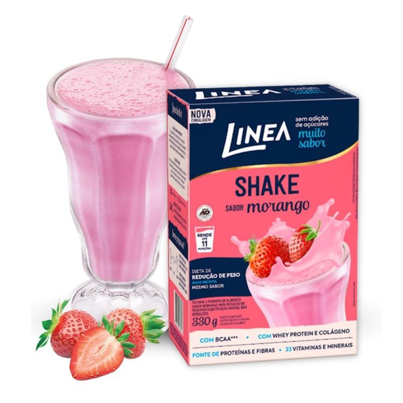 Shake Linea com BCAA / Whey Protein e Colágeno Sabor Morango 330g ...