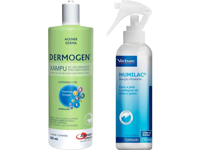 Shampoo Dermogen 500ml + Humilac Hidratante 250ml - Virbac - Shampoo ...