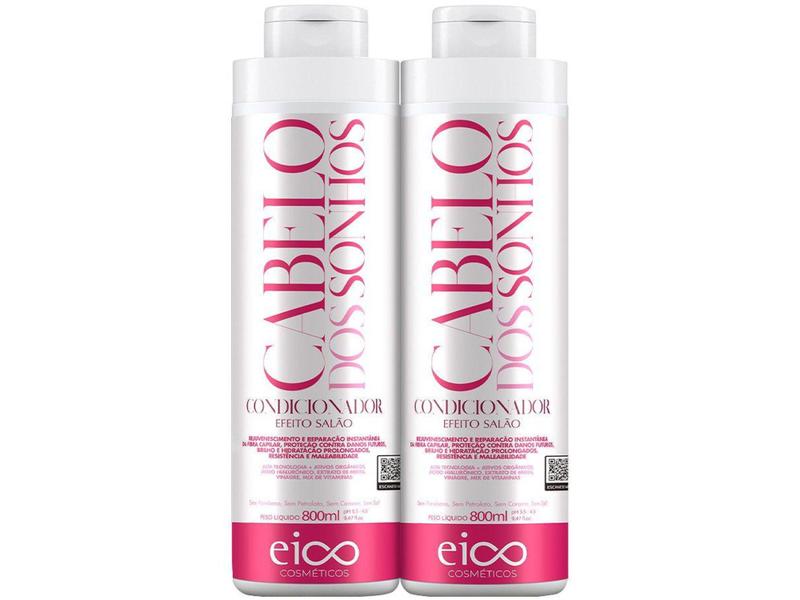 Shampoo e Condicionador Eico Cosméticos - Cabelos dos Sonhos 800ml Cada - Kit Shampoo e ...