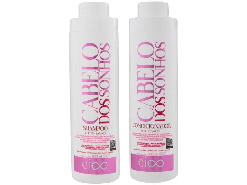Shampoo e Condicionador Eico Cosméticos - Cabelos dos Sonhos 800ml Cada ...