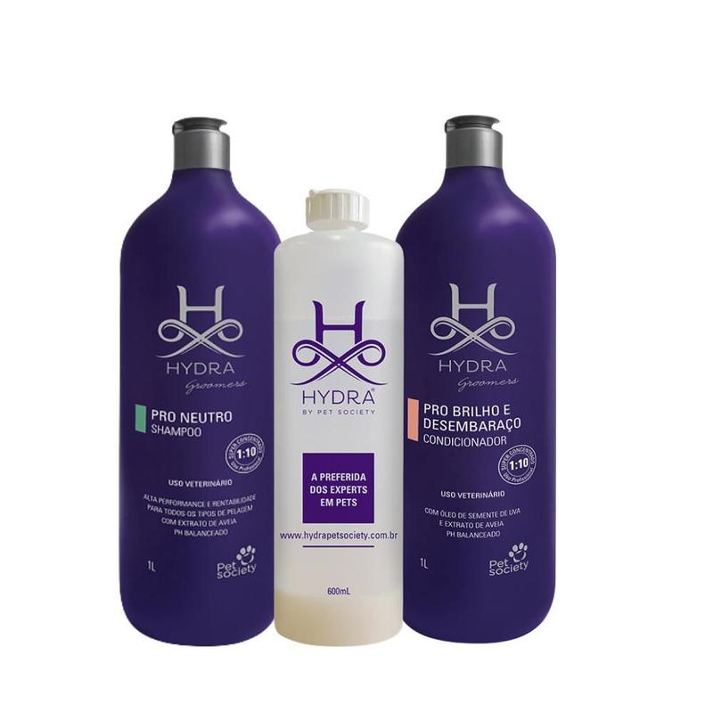 Shampoo Neutro 1l + Condicionador Brilho E Desembaraço 1l + Frasco ...