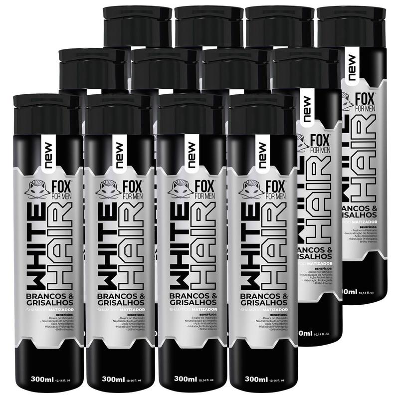 Shampoo White Hair Fox For Men 300ml Para Grisalhos Caixa Com 12 ...