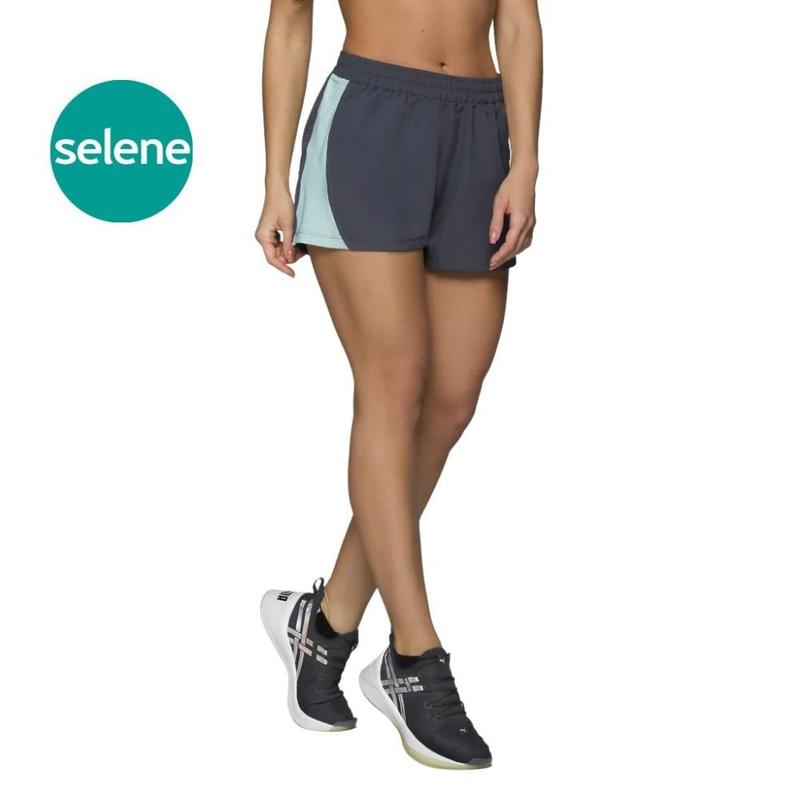Short De Academia Selene Com Cós Em Elástico Liso Esportivo Corrida ...