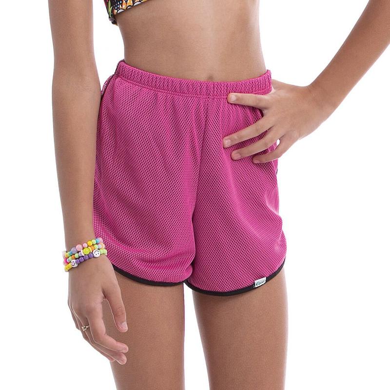 Short Infantil de Telinha Rosa com Fundo Preto - Ceci Moda Praia ...