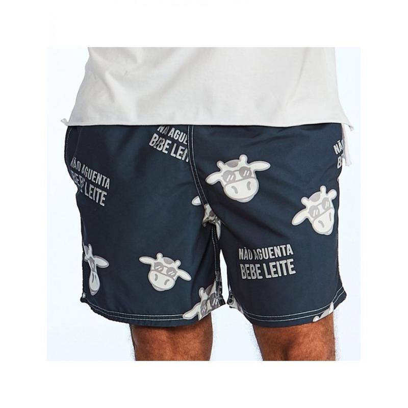 Short Masculino Praia Azul Marinho Não Aguenta Bebe Leite - Vaca Lôca ...