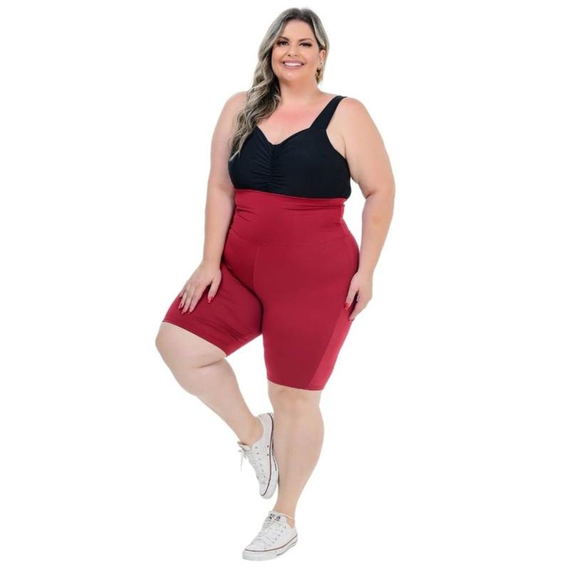 Short Modelador Plus Size Bermuda Cós Super Alto Em Suplex Para Treino ...