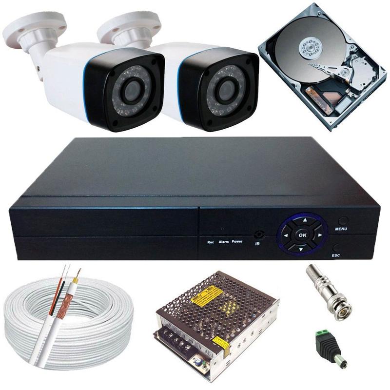 Sistema de Monitoramento 2 Câmeras Infravermelho AHD 1.0 Mp DVR Com ...