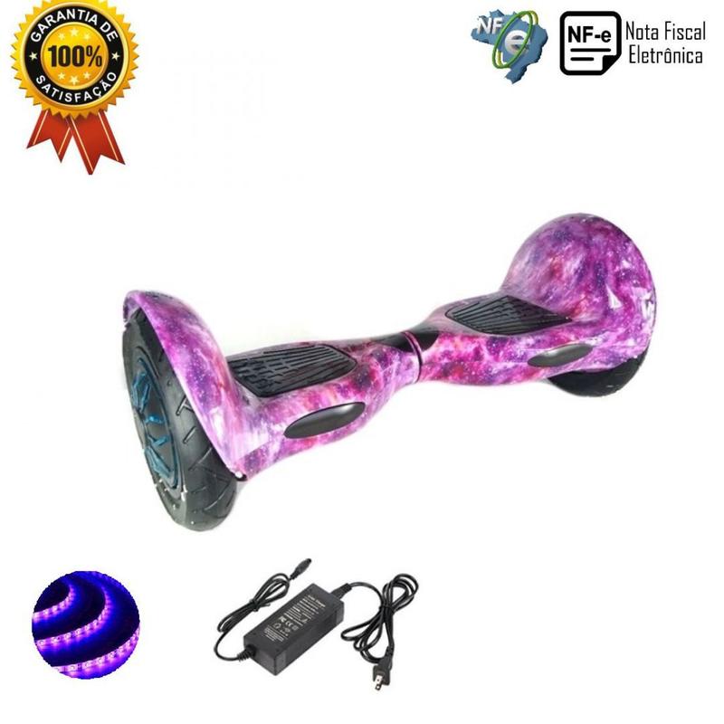 Skate Elétrico Hoverboard 10" UNIVERSO LILÁS Bluetooth e LEDs com Bolsa - Bateria Original ...