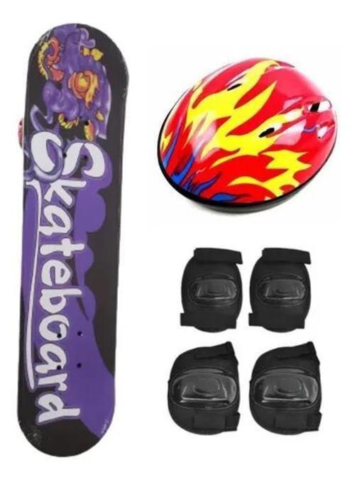 Skate Infantil Com Kit De Proteção E Bolsa Estampas Variadas - Futuro ...