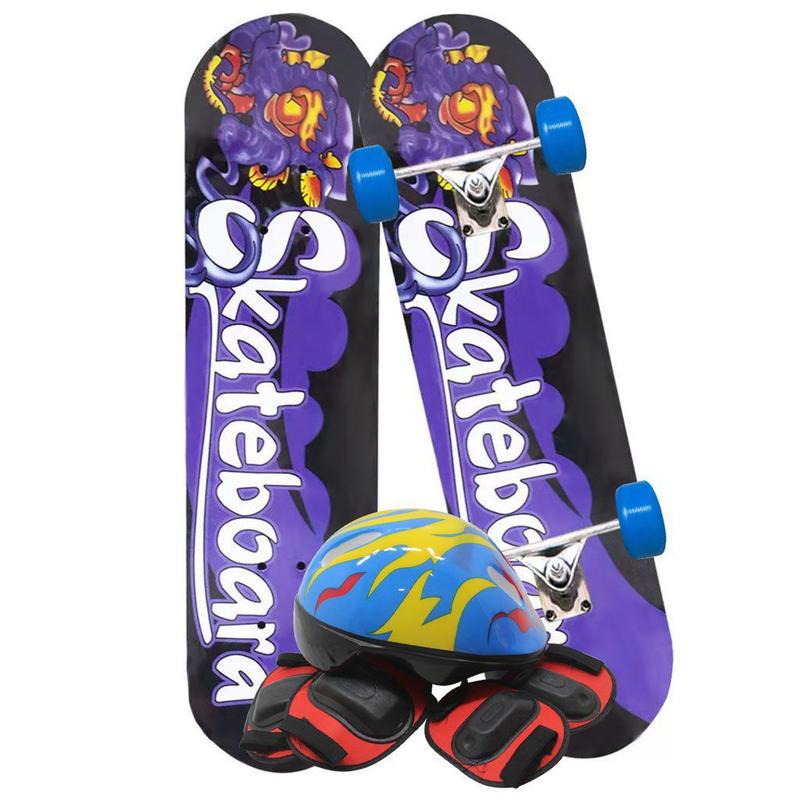 Skate Infantil Estampado Roxo Kit Equipamentos de Proteção - Gici Kids ...