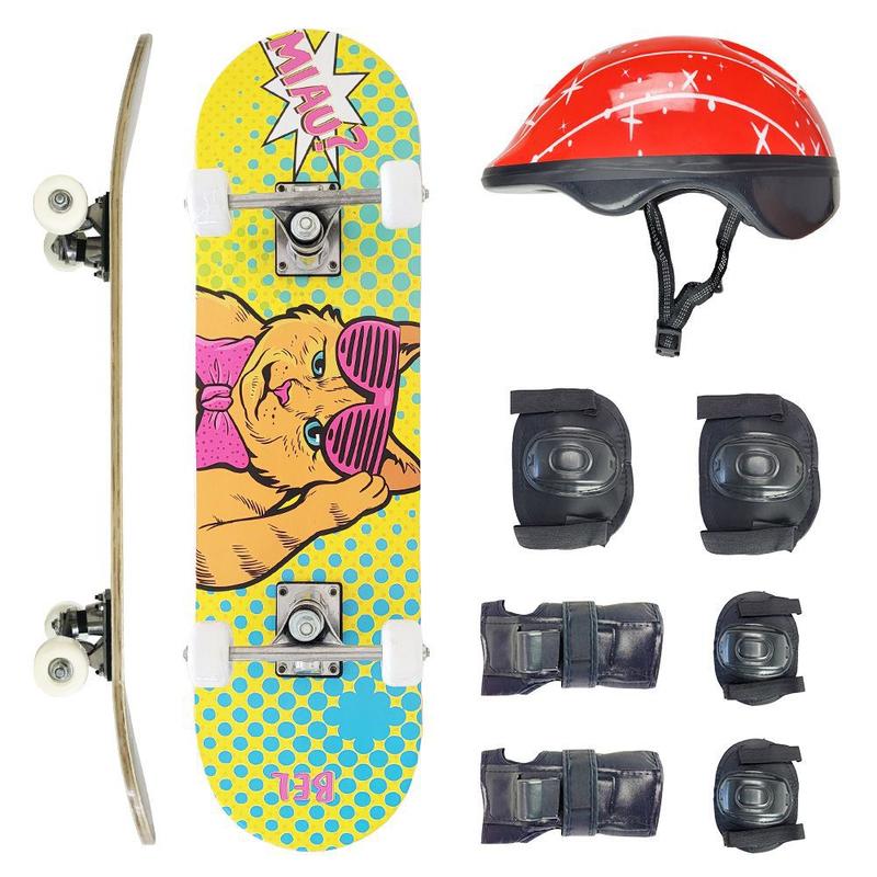 Skate Infantil Montado Com Kit Proteção Gato Vermelho - Bel Fix - Skate ...
