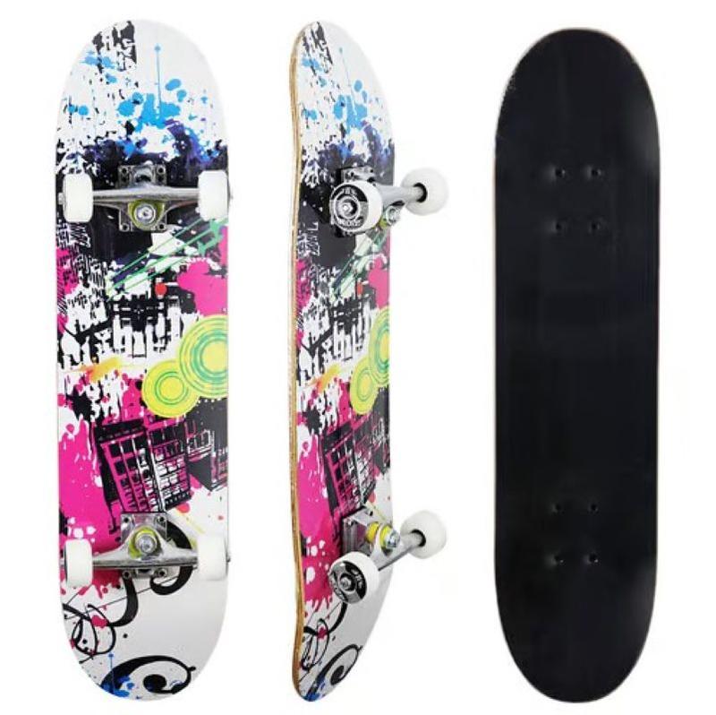 Skate infantil semi profissional 79cm + kit proteção radical ...